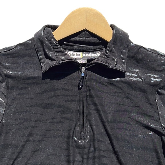 jamie sadock | Tops | Jamie Sadock Blackblack Animal Print Shiny Zipper ...